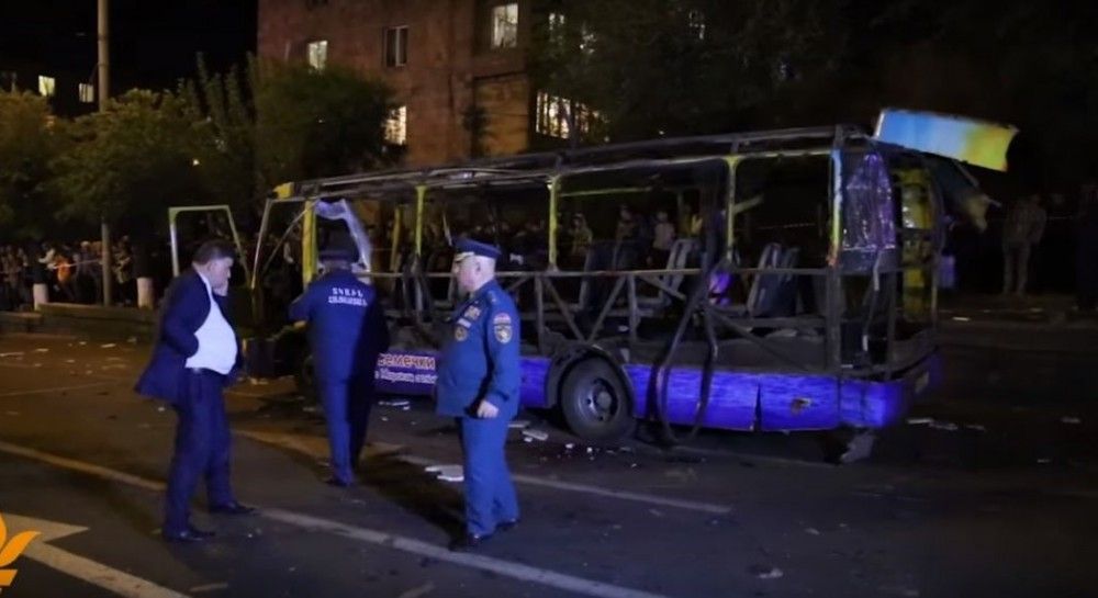 Bomb blows up on bus in Armenia